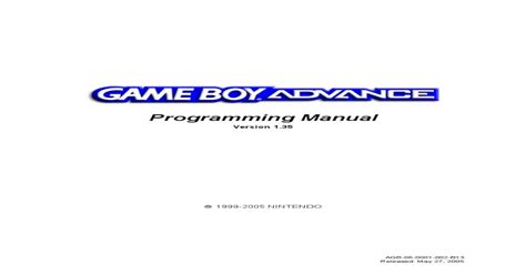 Download Pdf Gameboy Advance Programming Manual Version 135