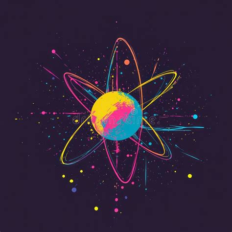 Vibrant Abstract Atomic Structure With Colorful Orbits And Energetic Particles Generative Ai