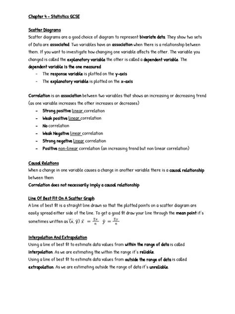 Gcse Statistics Chapter 4 Pdf Dependent And Independent Variables