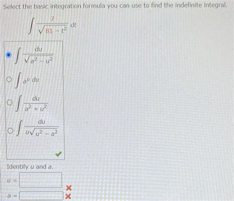 Solved Select The Basic Integration Formula You Can Use To