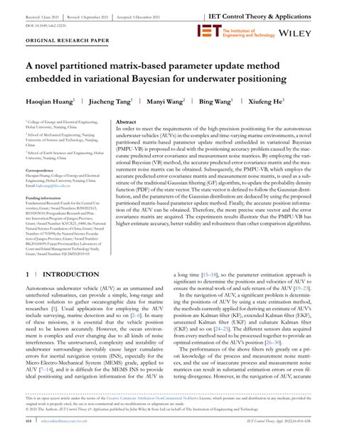 Pdf A Novel Partitioned Matrix‐based Parameter Update Method Embedded In Variational Bayesian