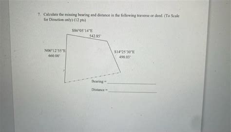 Calculate The Missing Bearing And Distance In The Chegg