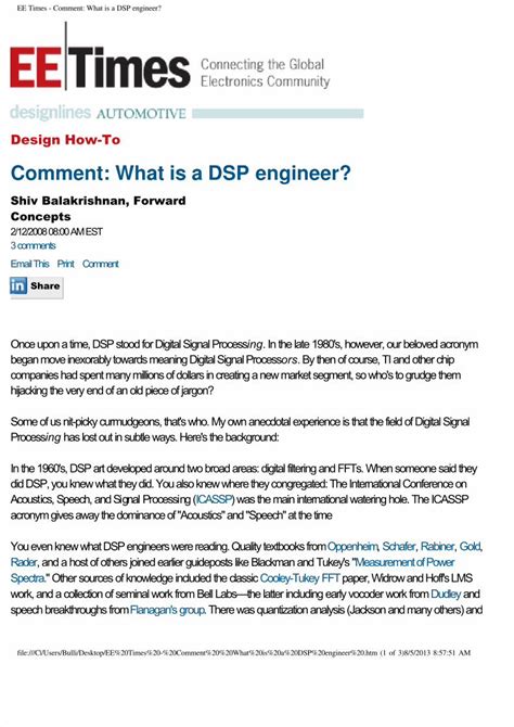 Pdf Ee Times Comment What Is A Dsp Engineer Dokumentips