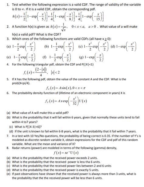 Solved Test Whether The Following Expression Is A Valid Cdf