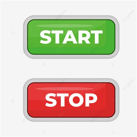 Start And Stop Button With 3d Style Red Green Color Vector Start And