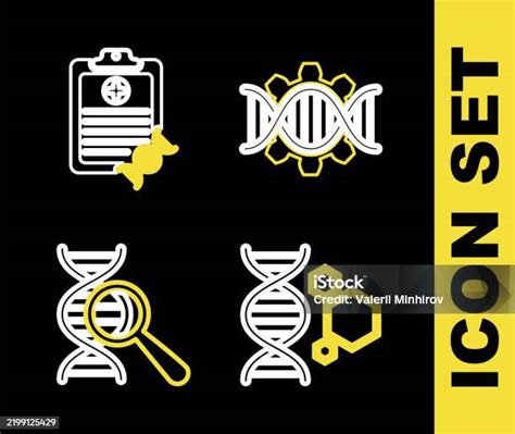 유전 공학 Dna 연구 검색 및 분석 아이콘이있는 클립 보드를 설정하십시오 벡터 Dna에 대한 스톡 벡터 아트 및 기타 이미지 Dna 건강 검진 건강 진단 Istock