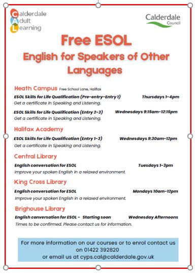 Free Esol Classes Halifax Central Initiative