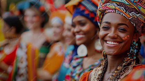 A Diverse Group Of People In Traditional Attire Celebrating A Global