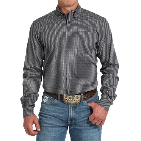 Cinch Mens Grey Modern Fit Long Sleeve Button Shirt
