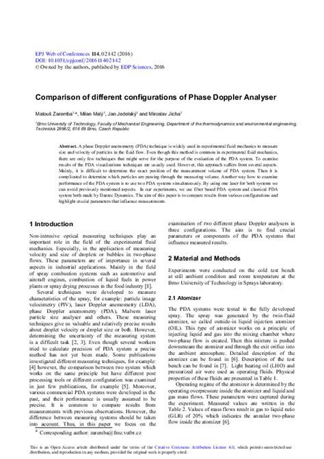 Pdf Comparison Of Different Configurations Of Phase Doppler Analyser