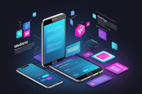 Premium Photo Web Develop For Mobile Phone Vector Concept Create Software And App For Cell