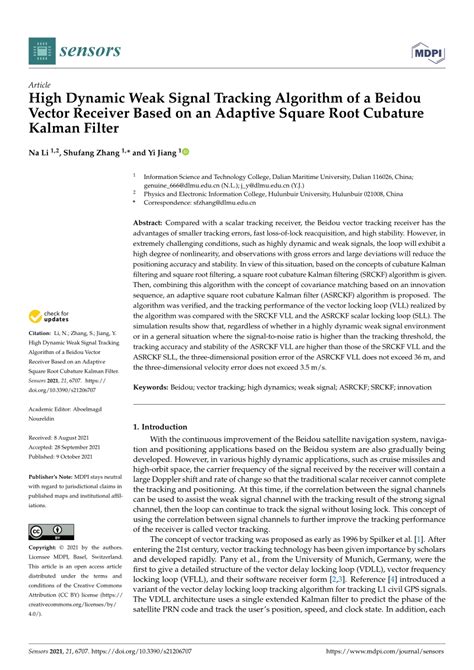 pdf high dynamic weak signal tracking algorithm of a beidou vector