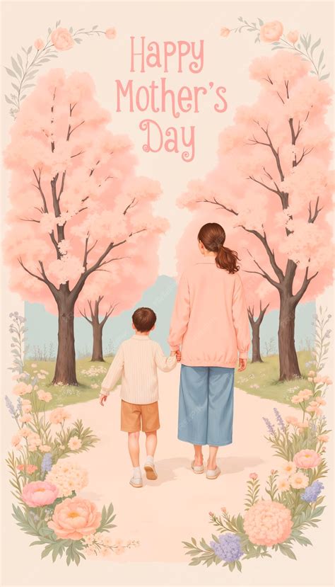 어머니의 날 카드 일러스트레이션 Ai 생성 이미지