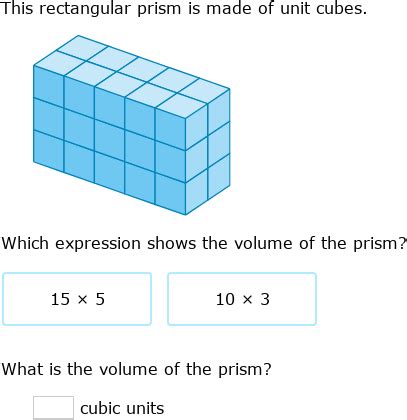 IXL Volume Of Rectangular Prisms Made Of Unit Cubes Expressions Th Grade Math