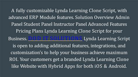 ppt lynda learning clone script dod it solutions powerpoint presentation id 12233822