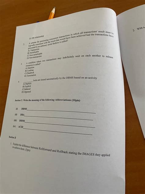 Solved D Db ﻿relationshipa Scheme For Processing Concurrent