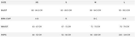 Size Guide Popup Xy Swimwear