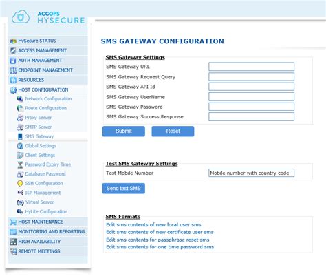 sms gateway accops hysecure 5 2 knowledge center