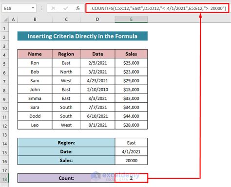 how to use countifs function with 3 criteria in excel