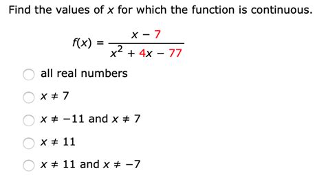 Solved Find The Values Of X For Which The Function Is Chegg Com