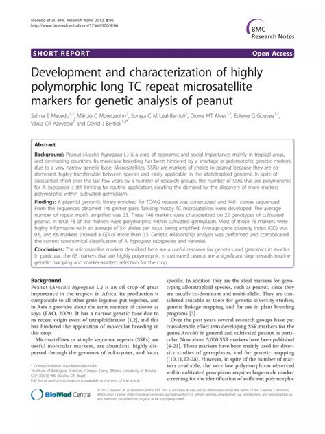 Pdf Development And Characterization Of Highly Polymorphic Long Tc Repeat Microsatellite