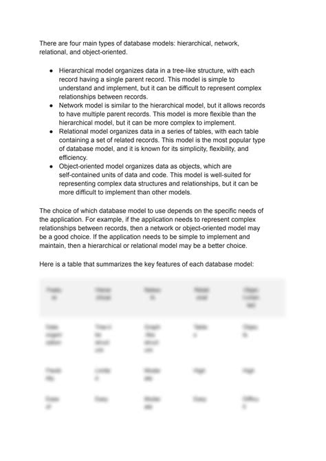 solution database models hierarchical network relational and object