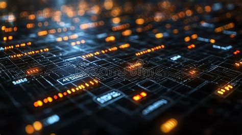 Futuristic Digital Network With Glowing Nodes Representing Data Connectivity Stock Illustration