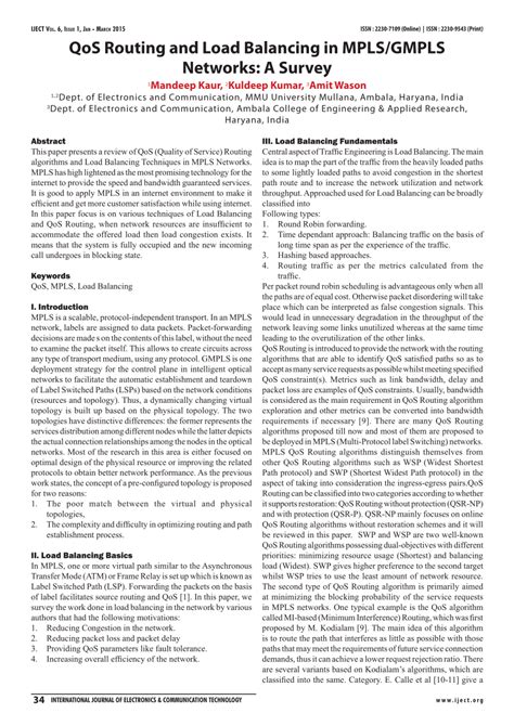 Pdf Qos Routing And Load Balancing In Mplsgmpls Networks A Survey