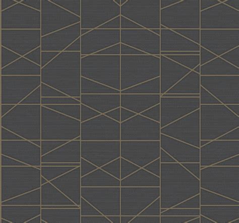 Modern Perspective Gold Geometric Wallpaper With Matte Gold Linework