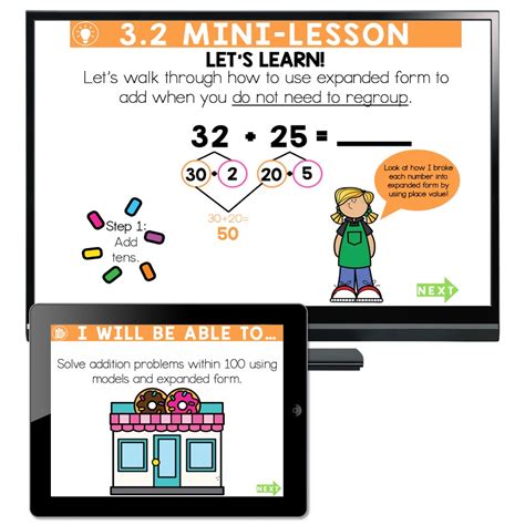 Lucky To Learn Math 2 Digit Addition With Expanded Form Lesson 32 Teaching Slides Lucky