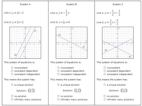 solved system a system b system c 1 line 1 y 2x 2 line 1