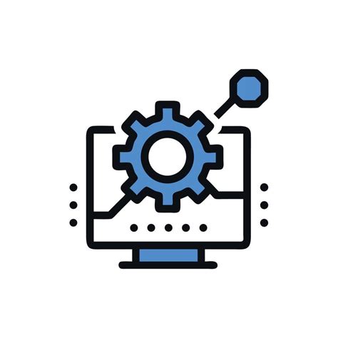 Blue Gear On Computer Screen Symbolizing System Settings Adjustment