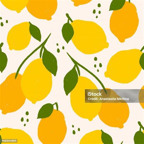 노란색 레몬이 있는 트로피컬 이음매 없는 패턴 과일은 배경을 반복했다 0명에 대한 스톡 벡터 아트 및 기타 이미지 0명 과일 꽃 식물 Istock