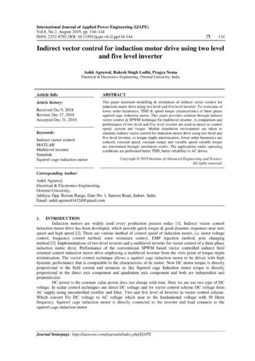 Indirect Vector Control For Induction Motor Drive Using Two Level And Five Level Inverter