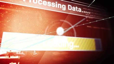 processing data and loading animation over red digital interface