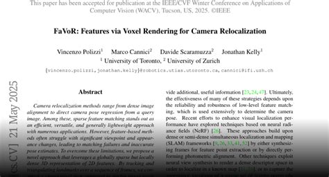 Paper Page Favor Features Via Voxel Rendering For Camera Relocalization