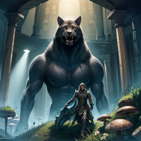 A Group Of Fantasy Adventurers Exploring A Dungeon Attacked By Carnivorous Mush Seaart Ai
