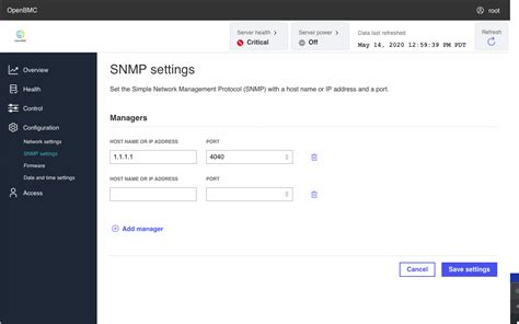 Gui Fed Server Configuration Snmp Settings · Issue 1223 · Ibm Openbmc Dev · Github