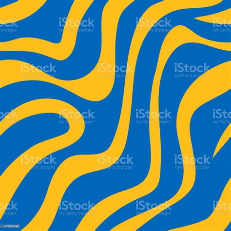 파란색과 노란색 파도가 있는 매끄러운 패턴입니다 우크라이나 국기는 타일 벽지를 색칠합니다 3차원 형태에 대한 스톡 벡터 아트 및 기타 이미지 Istock