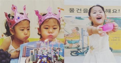 라희 라율 자매 즐거운 유치원 생일파티 왕관 쓴 라둥이