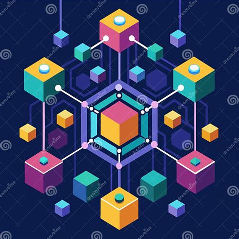 Abstract Representation Of Blockchain Technology With Interconnected Cubes And Hexagon An