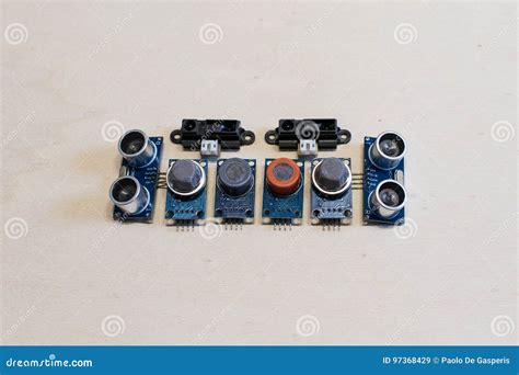Set Of Sensors For Methane Gas Carbon Monoxide Co2 Ultrasonic Stock Image Image Of Maker