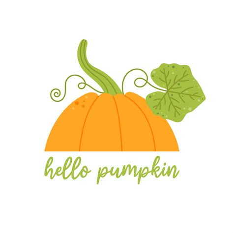 Cute Pumpkin Autumn Hello Pumpkin Lettering Phrase Hand Drawn Cartoon