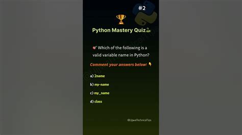🏆 Python Mastery Quiz🐍 🎯 Which Of The Following Is A Valid Variable Name In Python Youtube