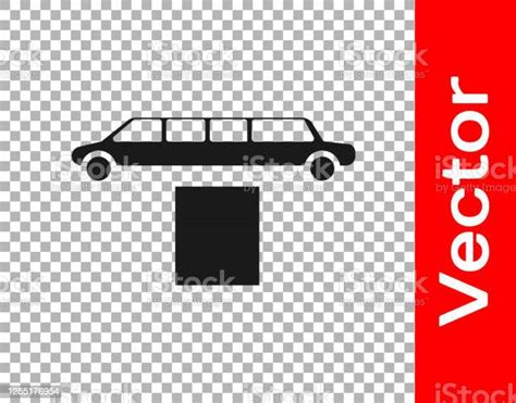 투명한 배경에 고립된 블랙 럭셔리 리무진 자동차와 카펫 아이콘 세계 초연 유명 인사와 손님 포스터 벡터 일러스트레이션 3차원 형태에 대한 스톡 벡터 아트 및 기타 이미지