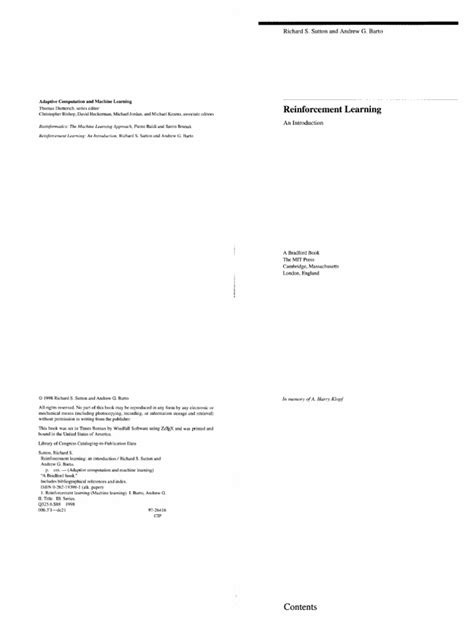 Adaptive Computation And Machine Learning Richard S Sutton