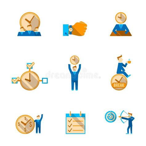 Time Management Icons Set Stock Vector Illustration Of Mobile 44290994
