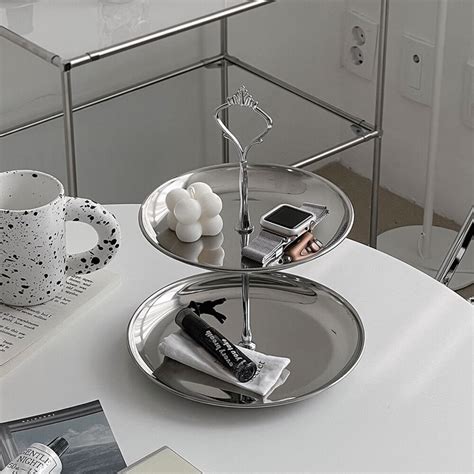 화장대 향수 선반 화장품 정리대 정리함 2단 실버 트레이 감도 깊은 취향 셀렉트샵 29cm