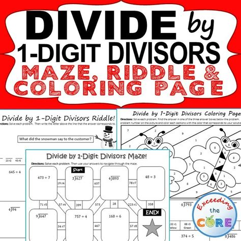 Divide By 1 Digit Divisors Maze Riddle Color By Number Fun Math Activities