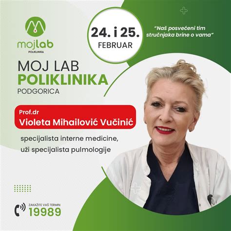 Prof Dr Mihailović Vučinić U Poliklinici Moj Lab 24 I 25 Februara Moj Lab
